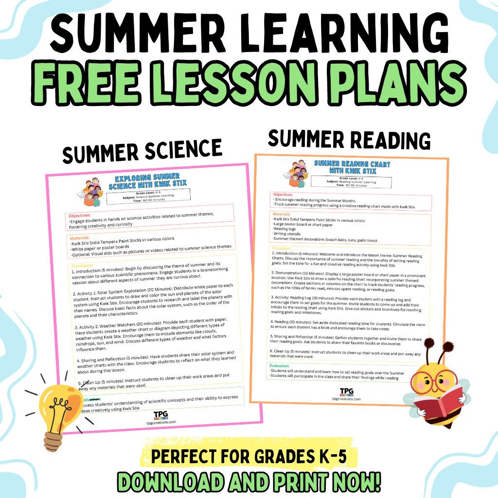 Summer Learning Made Easy: Free Lesson Plans! – TPG Creations/The ...