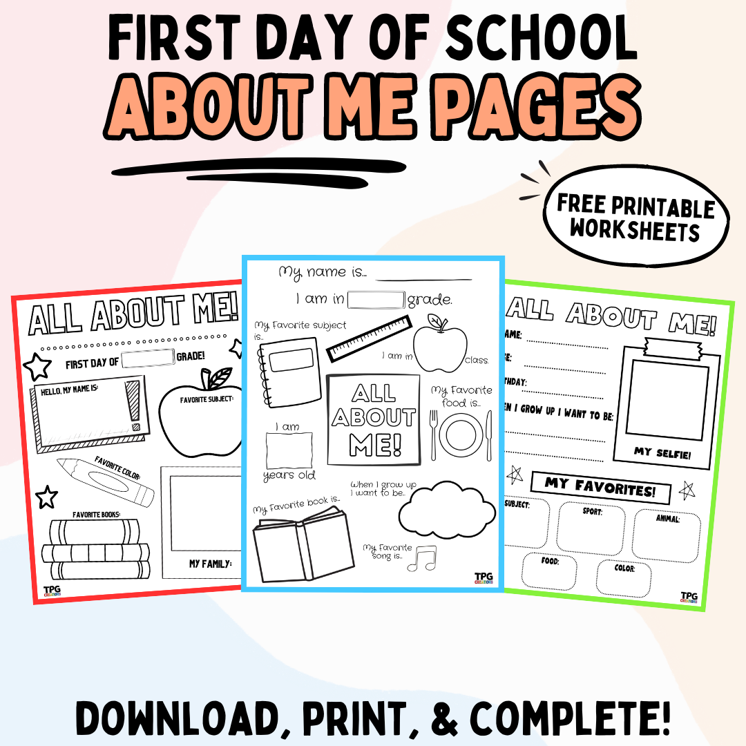First Day of School About Me Coloring Pages! - Free & Downloadable ...